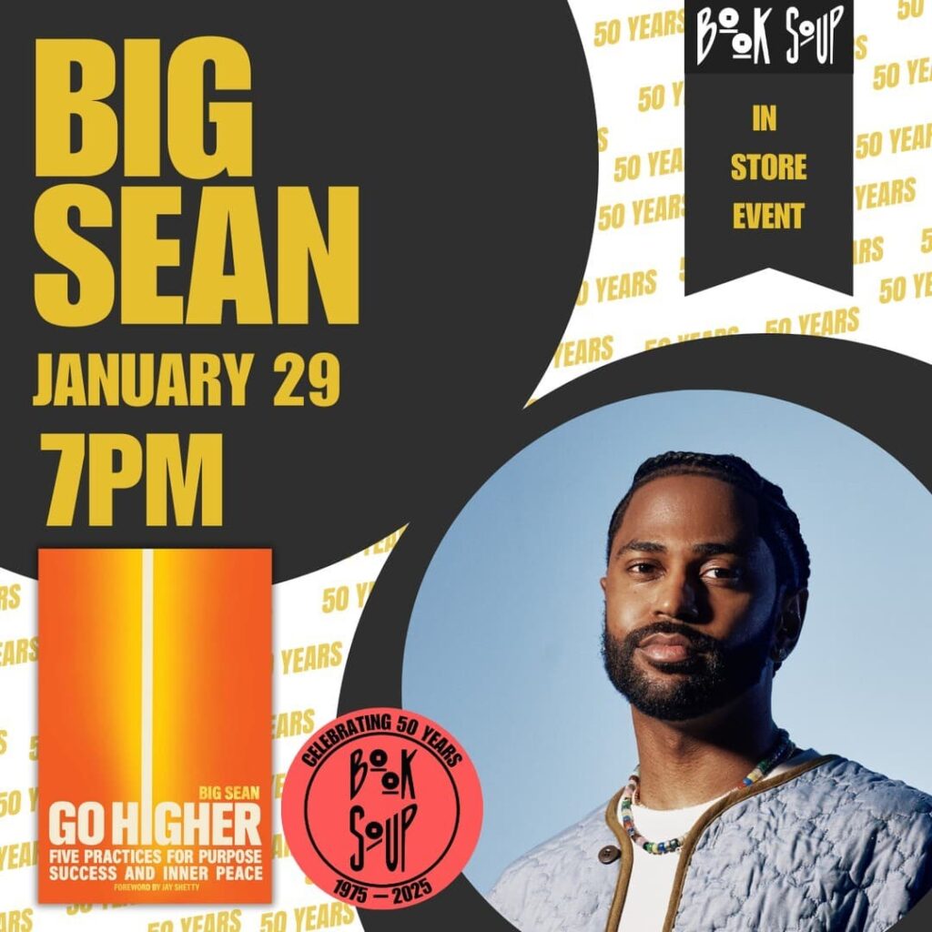 Big Sean signs Go Higher at Book Soup, West Hollywood | LA HIP HOP EVENTS